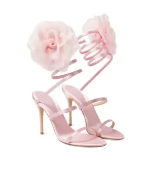 Magda Butrym Floral-appliqué Satin Sandals - Pink