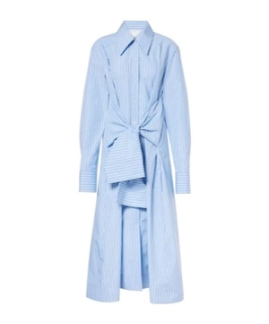 JIL SANDER Pinstripe Cotton Shirt Dress - Blue