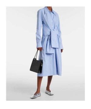 JIL SANDER Striped Cotton Shirt Dress