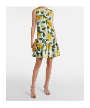 Oscar De La Renta Chrysanthemum Pattern Dress