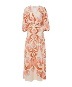 ADRIANA DEGREAS Seashell Silk Maxi Dress - Nude