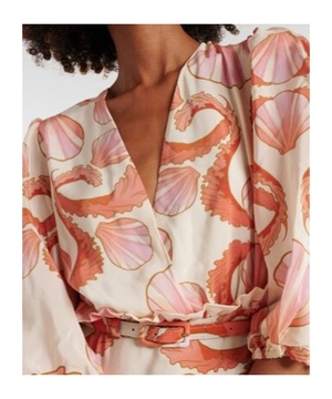 ADRIANA DEGREAS Seashell Silk Maxi Dress