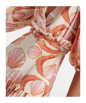 ADRIANA DEGREAS Seashell Silk Maxi Dress