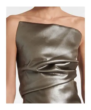 MUGLER Pleated Metallic Dress