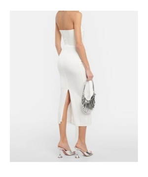 Alex Perry Draped Strapless Crepe Midi Dress