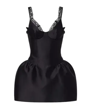 SHUSHU/TONG Lace-trimmed Minidress - Black