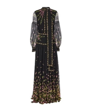 Erdem Floral Silk Voile Gown - Black