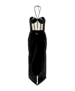 David Koma Corset Patent Leather Midi Dress
