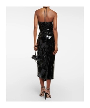 David Koma Corset Patent Leather Midi Dress