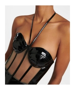 David Koma Corset Patent Leather Midi Dress
