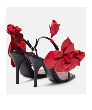 Magda Butrym Floral-appliqué Leather Slingback Sandals