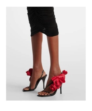 Magda Butrym Floral-appliqué Leather Slingback Sandals