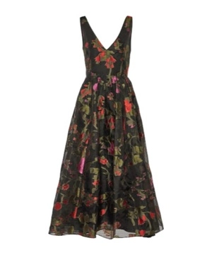 Erdem Floral Organza Midi Dress - Black