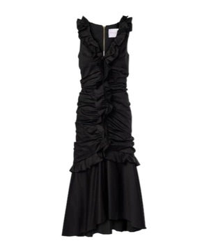 Carolina Herrera Ruffled Cotton-blend Midi Dress - Black