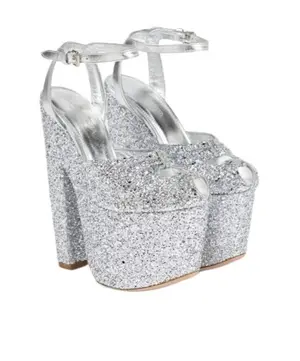 Giambattista Valli Glitter Platform Sandals - White