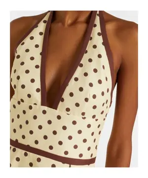 Posse Bowie Polka-dot Linen And Cotton Midi Dress - Nude