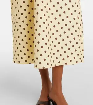 Posse Bowie Polka-dot Linen And Cotton Midi Dress - Nude