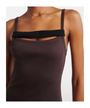 COURREGES Ribbed-knit Cotton Jersey Midi Dress