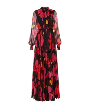 Erdem Floral Pleated Voile Gown - Brown