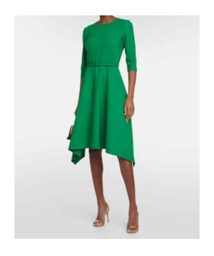Oscar De La Renta Wool-blend Midi Dress With Irregular Hem
