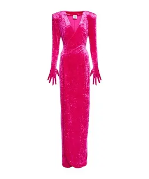 Vetements A Long Velvet Dress With Gloves - Pink