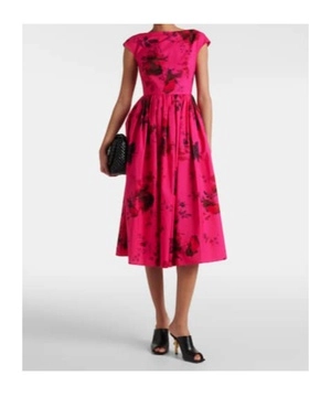Erdem Floral Cotton Faille Midi Dress