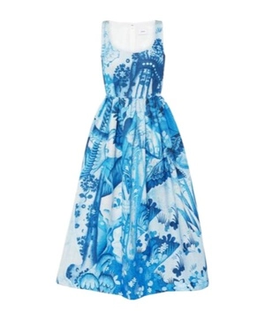 Erdem Printed Cotton-blend Faille Midi Dress - Blue