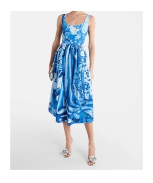 Erdem Printed Cotton-blend Faille Midi Dress