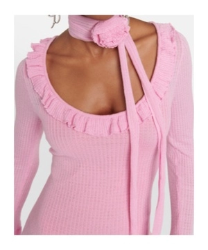 Blumarine Ruffled Wool Midi Dress