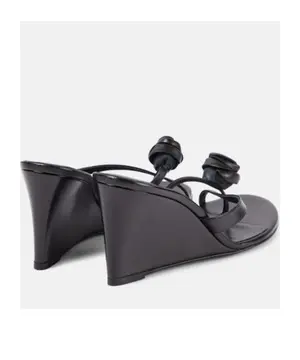 Magda Butrym Floral-appliqué Leather Wedge Mules