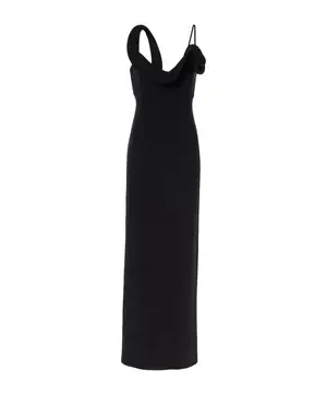 Magda Butrym Floral-appliqué Wool-blend Gown - Black