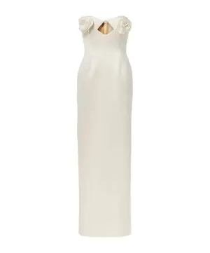 Magda Butrym Floral-appliqué Satin Corset Gown - White
