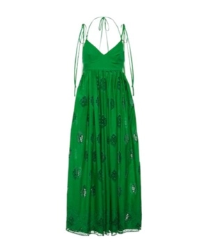 Erdem Embroidered Cotton-blend Midi Dress - Green