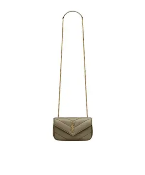 Saint Laurent Loulou Mini In Lambskin - Dark Moss