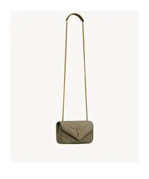 Saint Laurent Loulou Mini Lambskin Bag - Dark Moss