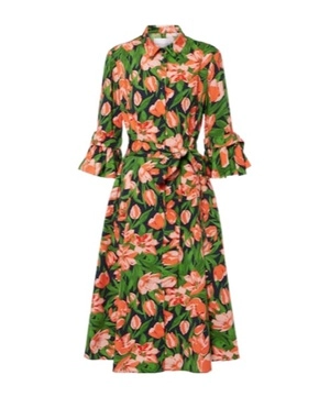 Carolina Herrera Bow-detail Cotton-blend Shirt Dress - Green