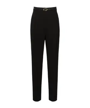 Max Mara Belted Pleated Trousers - Black