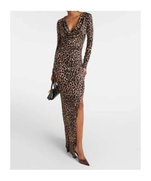 Blumarine Leopard-print Wool Jersey Maxi Dress - Multicolor