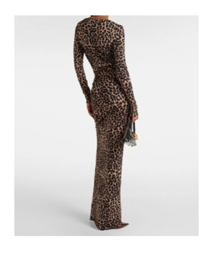 Blumarine Leopard-print Wool Jersey Maxi Dress - Multicolor