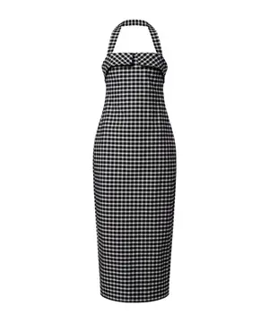 Posse Chiara Gingham Cotton-blend Midi Dress - Black