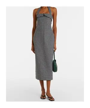 Posse Chiara Gingham Cotton-blend Midi Dress - Black