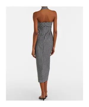 Posse Chiara Gingham Cotton-blend Midi Dress - Black
