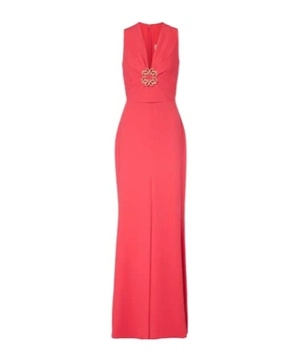 Elie Saab Gathered Embellished Cady Gown - Orange