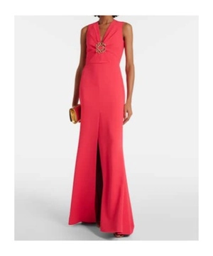 Elie Saab Gathered Embellished Cady Gown