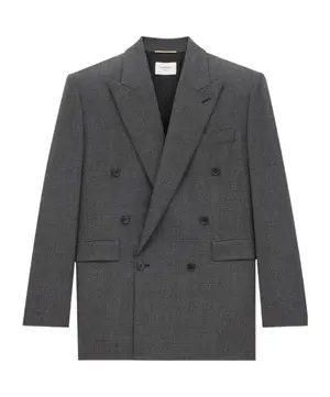 Saint Laurent Jacket In Wool Chin - Black