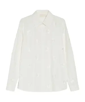 IBLUES Embroidered Cotton Poplin Shirt - White