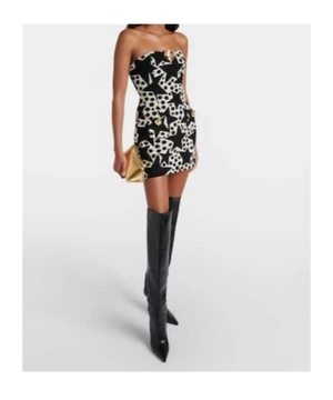 AREA Jacquard Strapless Cotton-blend Minidress