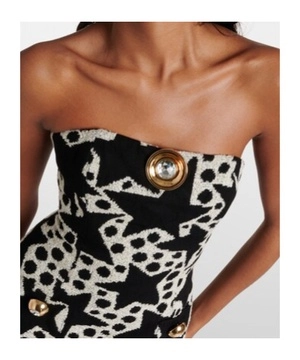 AREA Jacquard Strapless Cotton-blend Minidress