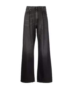 R13 Pleated Wide-leg Jeans - Black