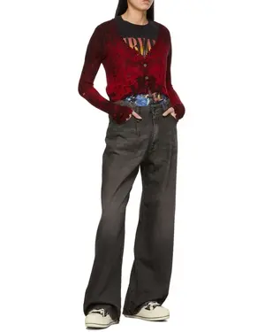 R13 Wide-leg Pleated Jeans